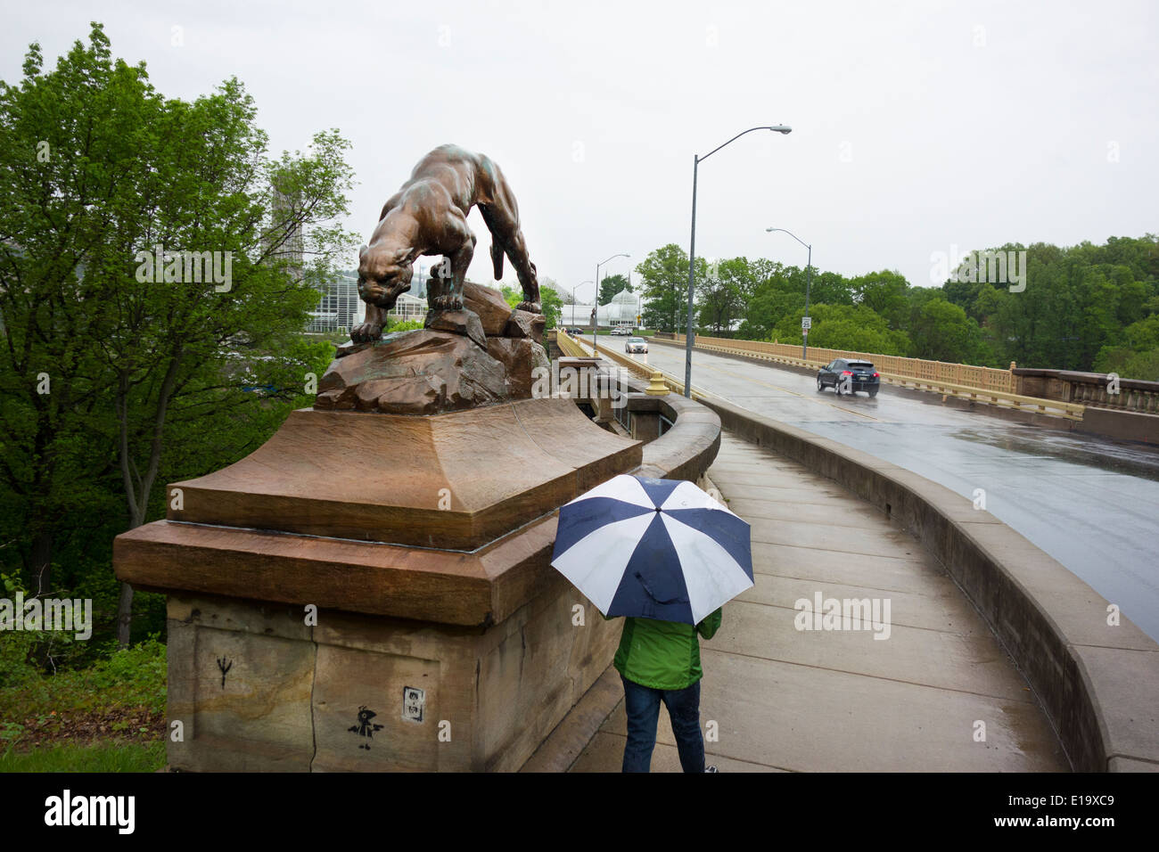 Panther statue guarding the Panther Hollow bridge in Pittsburgh PA ...