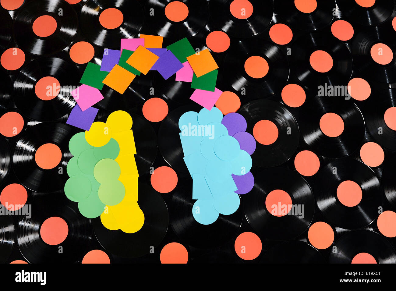 Music - Vinyl records collection,symbols. Collection of vintage vinyl ...