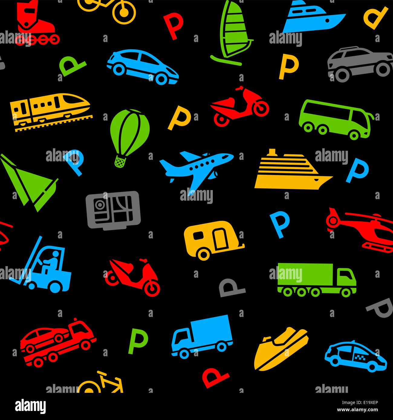 Seamless background, colors icons transport Stock Vector Image & Art ...