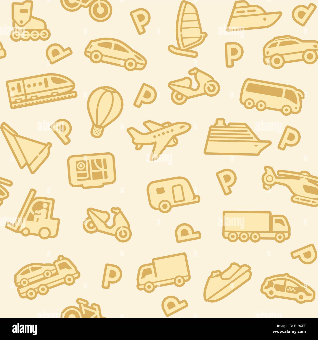 Seamless background, gold transport icons Stock Vector Image & Art - Alamy