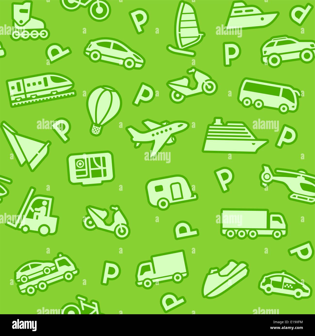 Seamless green background, green transport icons Stock Vector Image ...