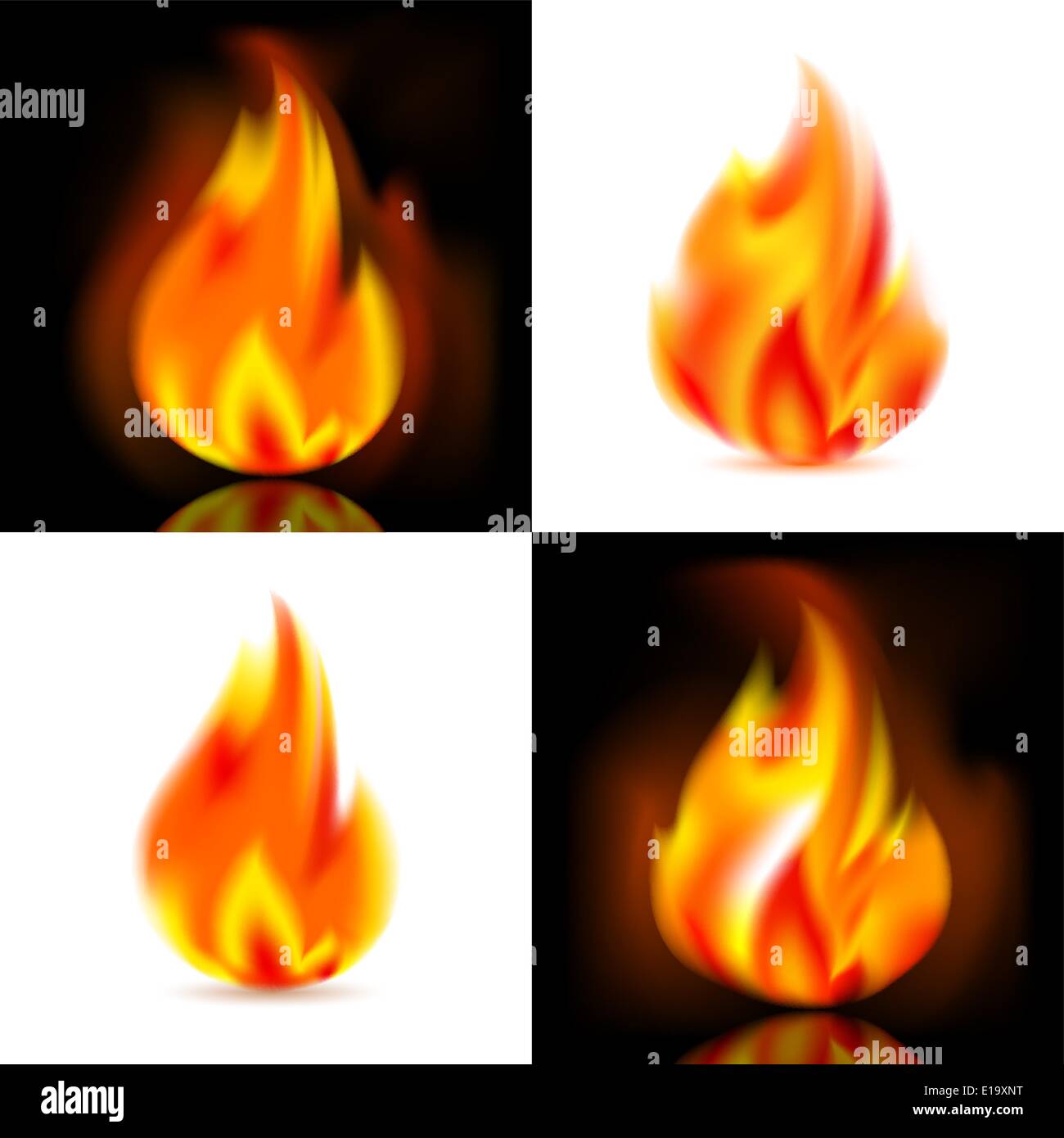 Fire, 4 vector flames. Vector illustration 10eps Stock Vector Image ...