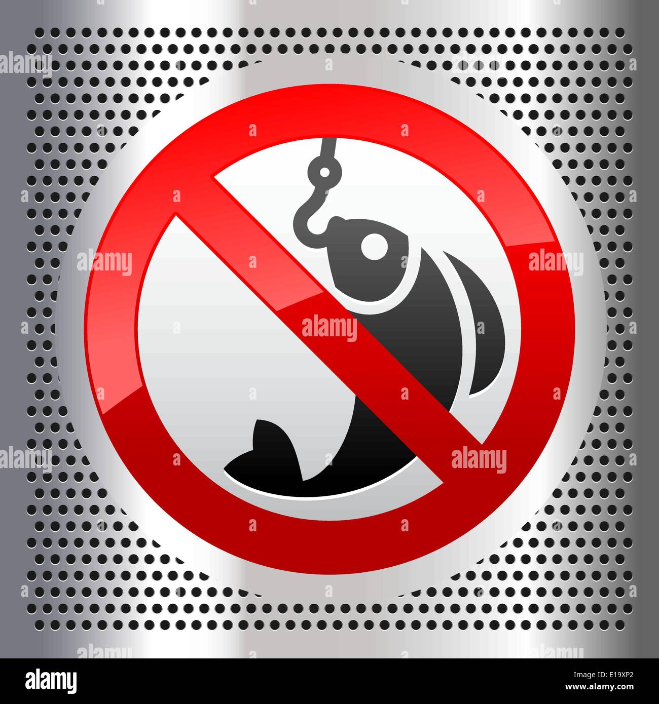 Symbol fish on a metallic perforated stainless steel sheet Stock Vector ...