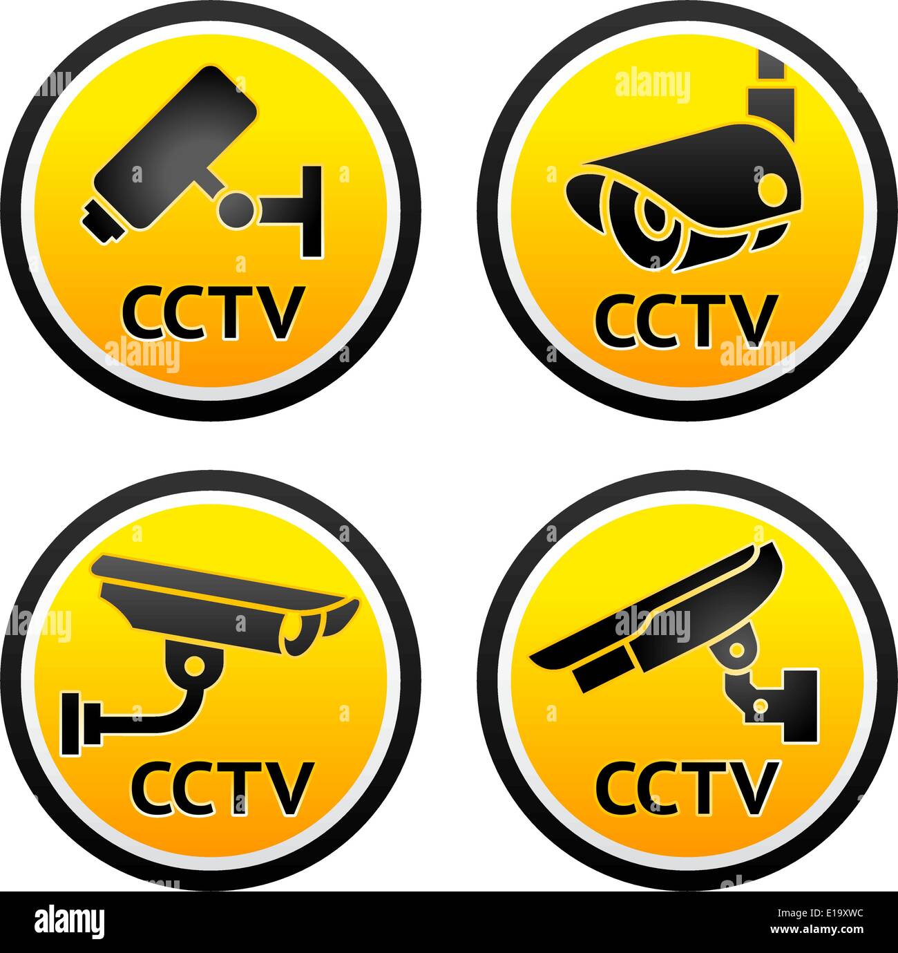 Security camera pictogram, set CCTV round signs Stock Vector Image ...
