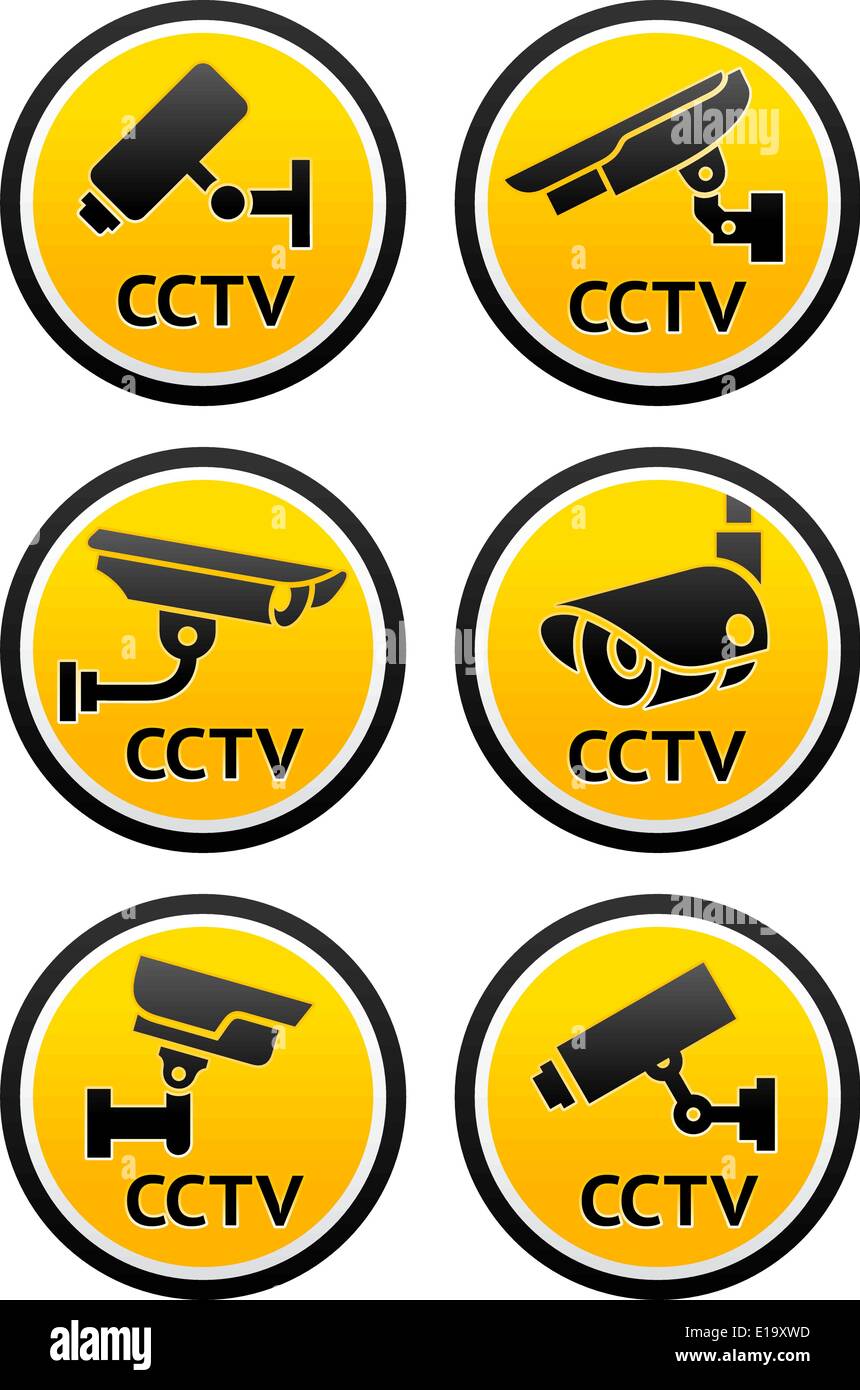 Warning set Sticker for Security Alarm CCTV Camera Surveillance Stock ...