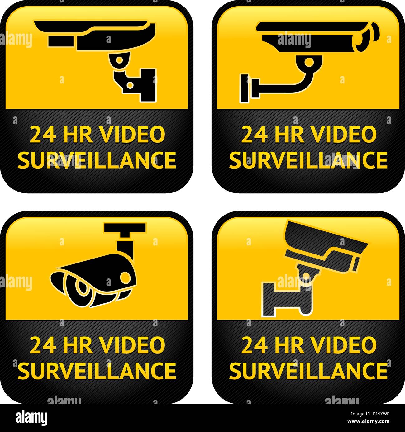 Set Warning Stickers for Security Alarm CCTV Camera Surveillance Stock ...