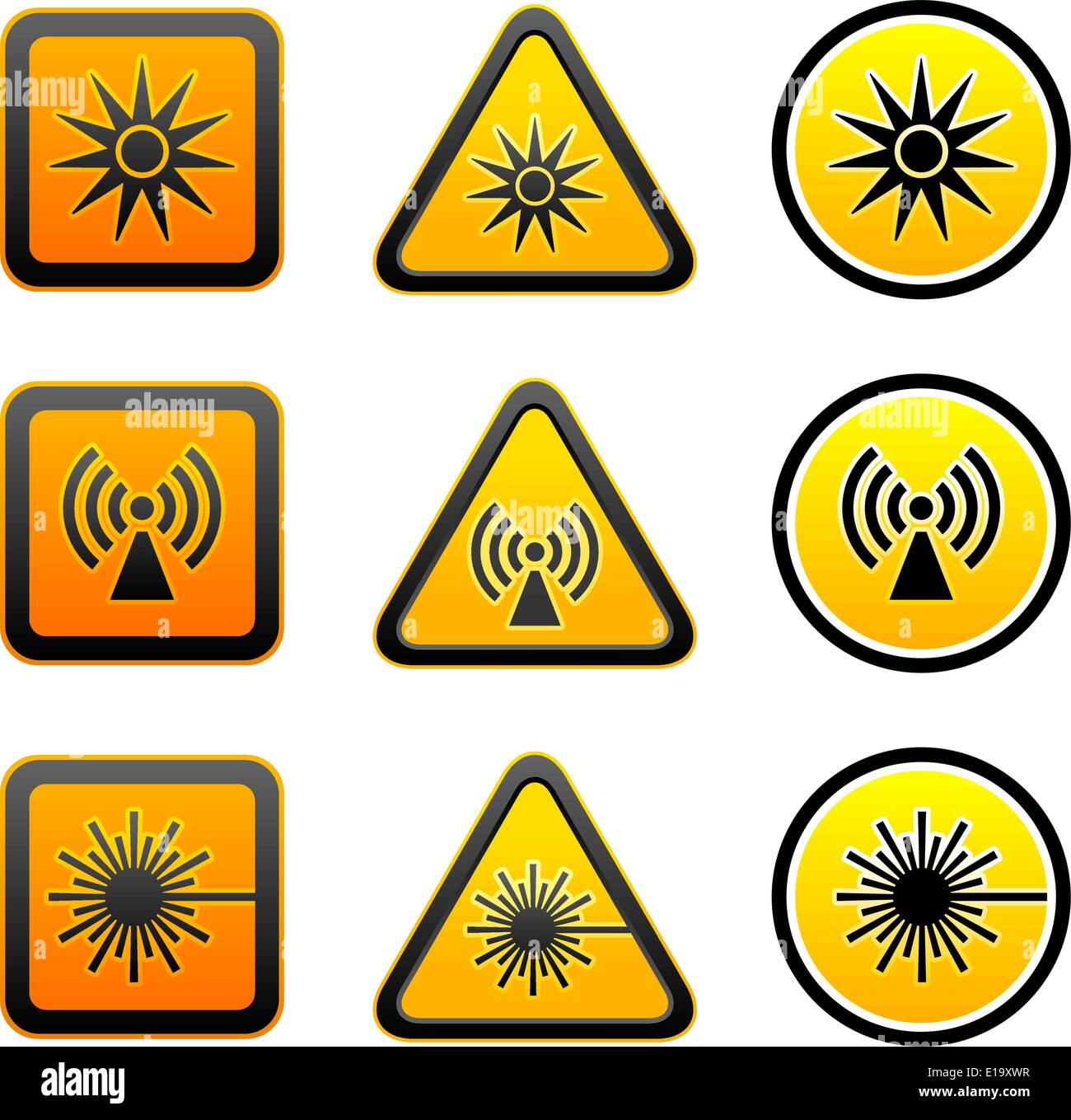 Set hazard warning symbols Stock Vector Image & Art - Alamy