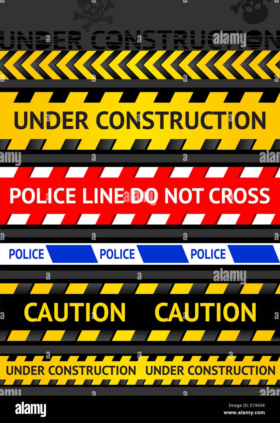 Set caution tapes, seamless strip. Warning line Stock Vector Image ...