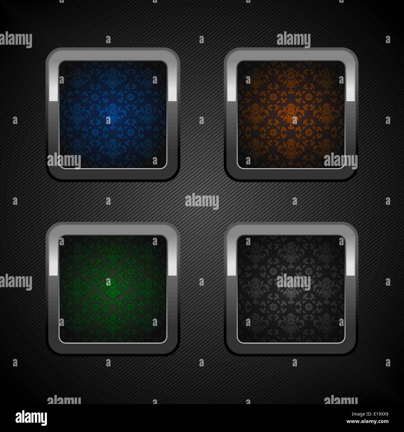 Set chrome web buttons, blank colors ornamental background. 10eps Stock ...