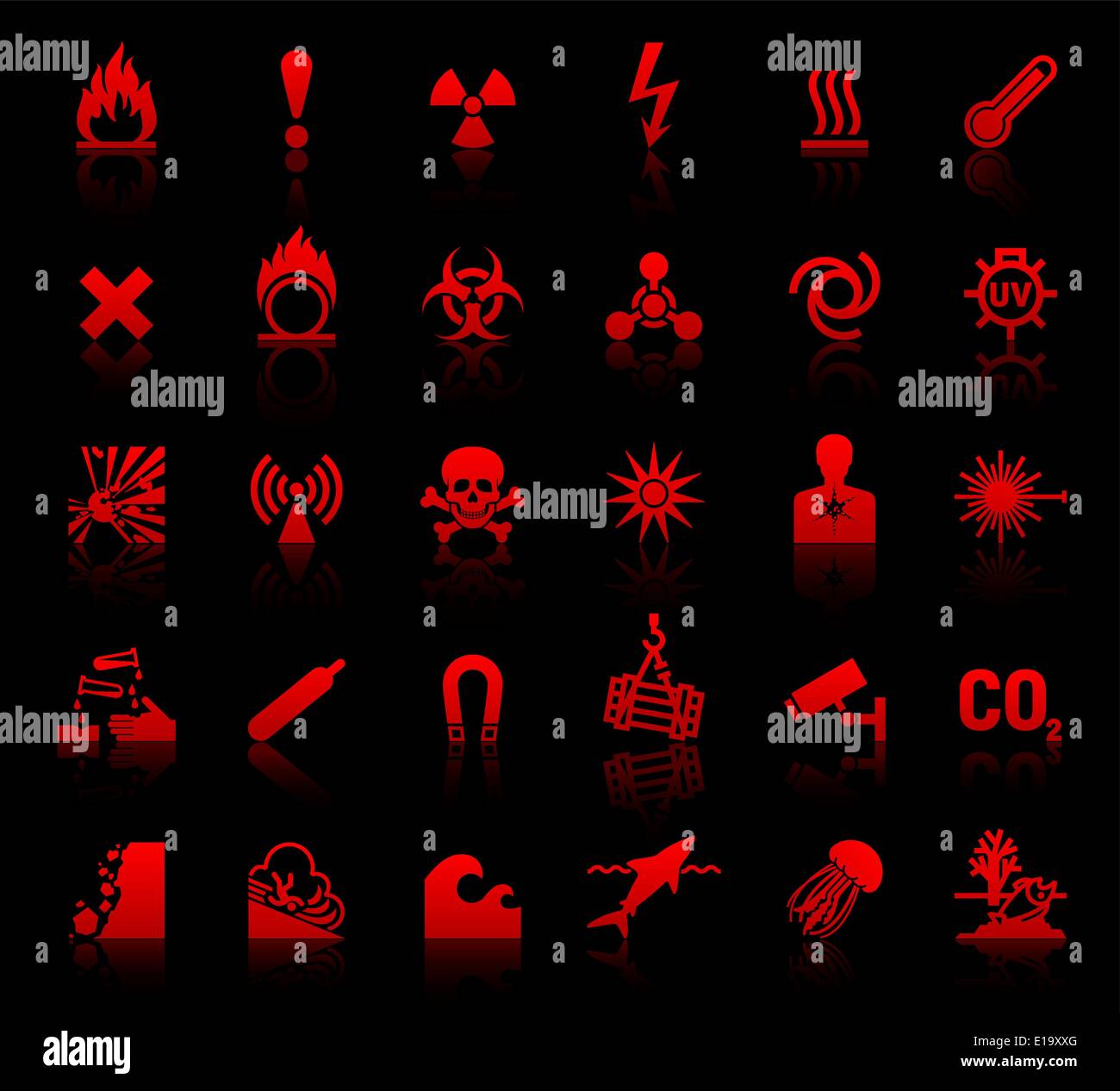 Set danger red icons Stock Vector Image & Art - Alamy