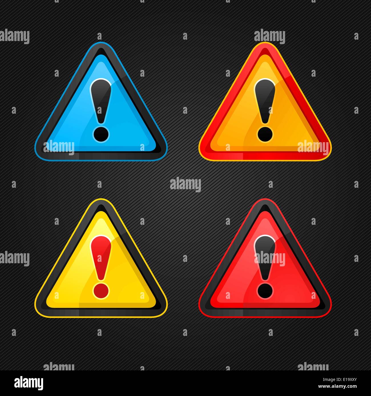 Set hazard warning attention sign on a metal surface Stock Vector Image ...