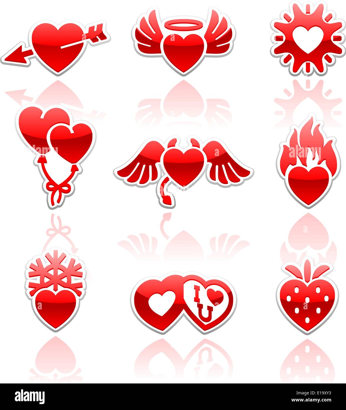 Set icons of Valentine's day red hearts signs Stock Vector Image & Art ...