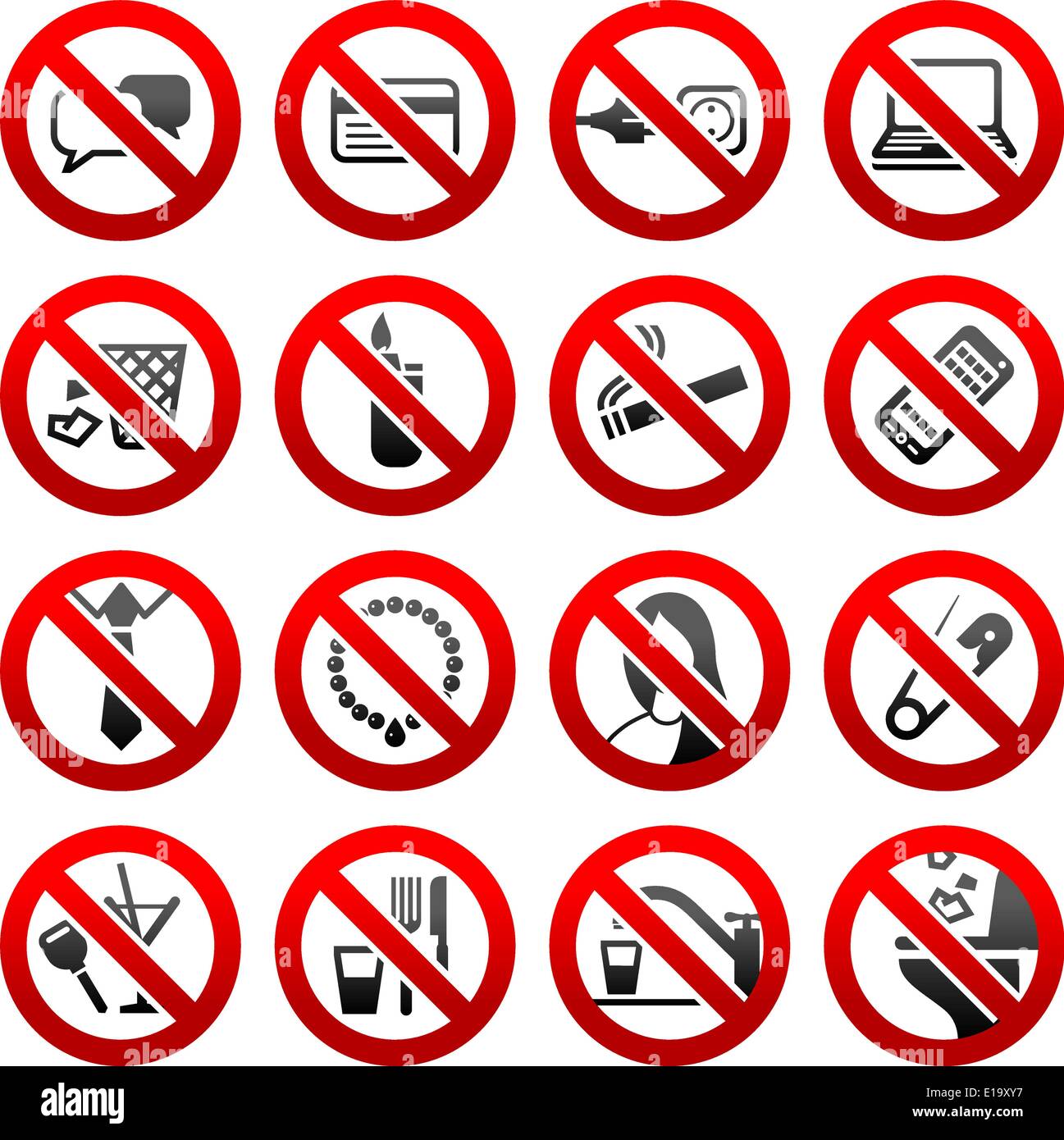 Set ban icons Prohibited symbols Office black signs Vector Stock Vector ...