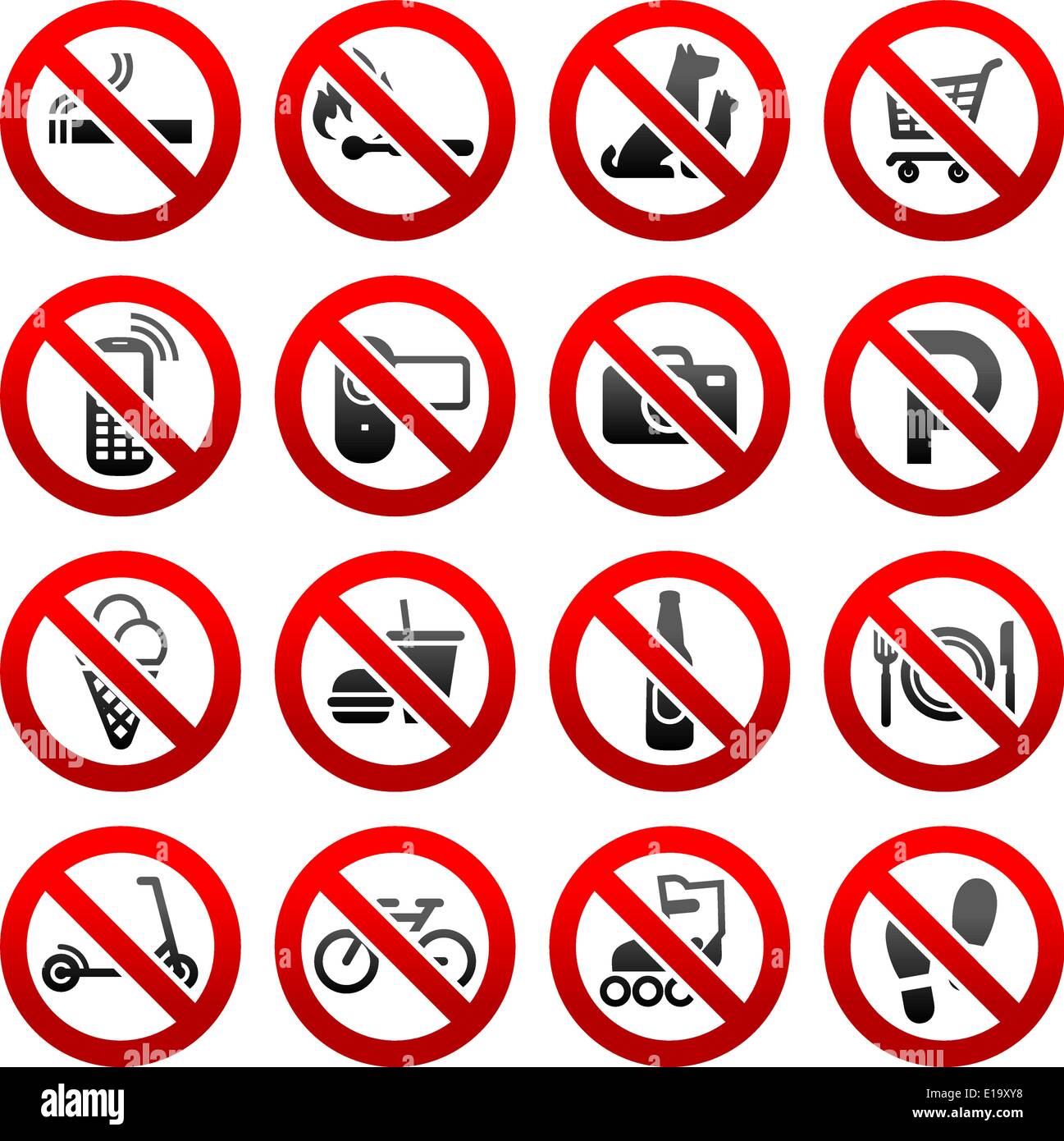 Set ban icons Prohibited symbols Shop signs Design element Stock Vector ...