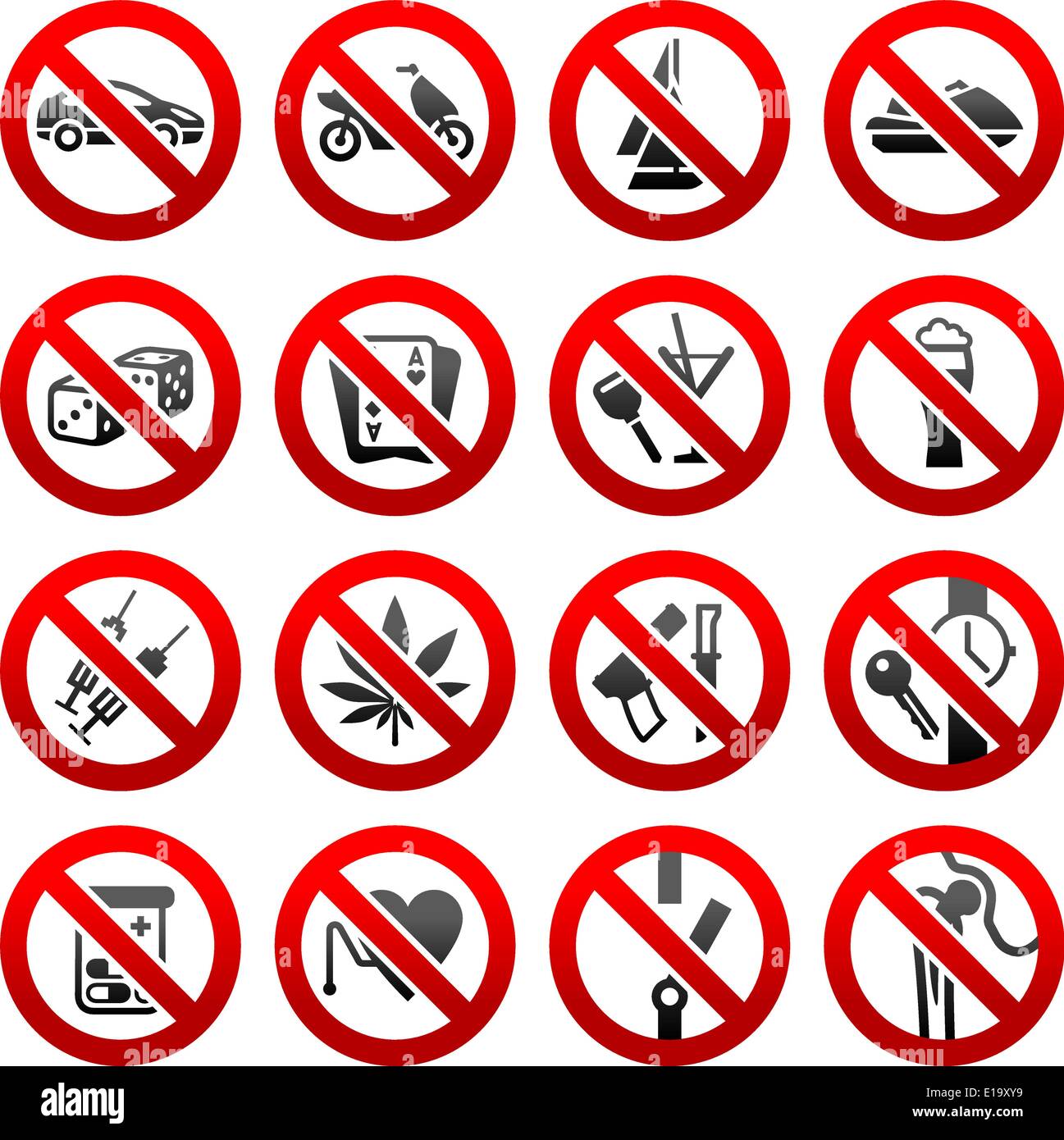 Set ban icons Prohibited symbols Vector design element Stock Vector ...