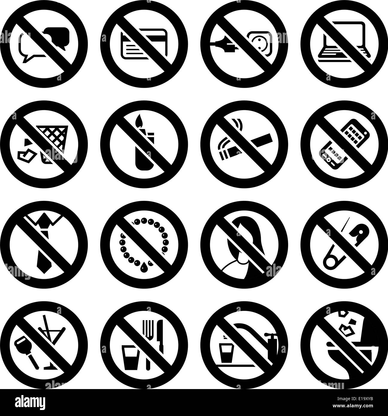 Set icons, prohibited symbols, office black signs, vector Stock Vector ...
