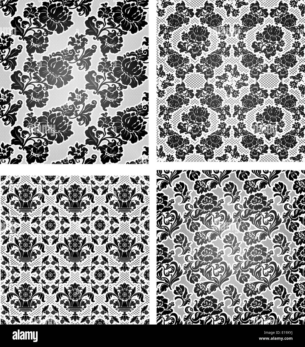 Set lace seamless, background, ornamental flowers wallpaper Stock ...