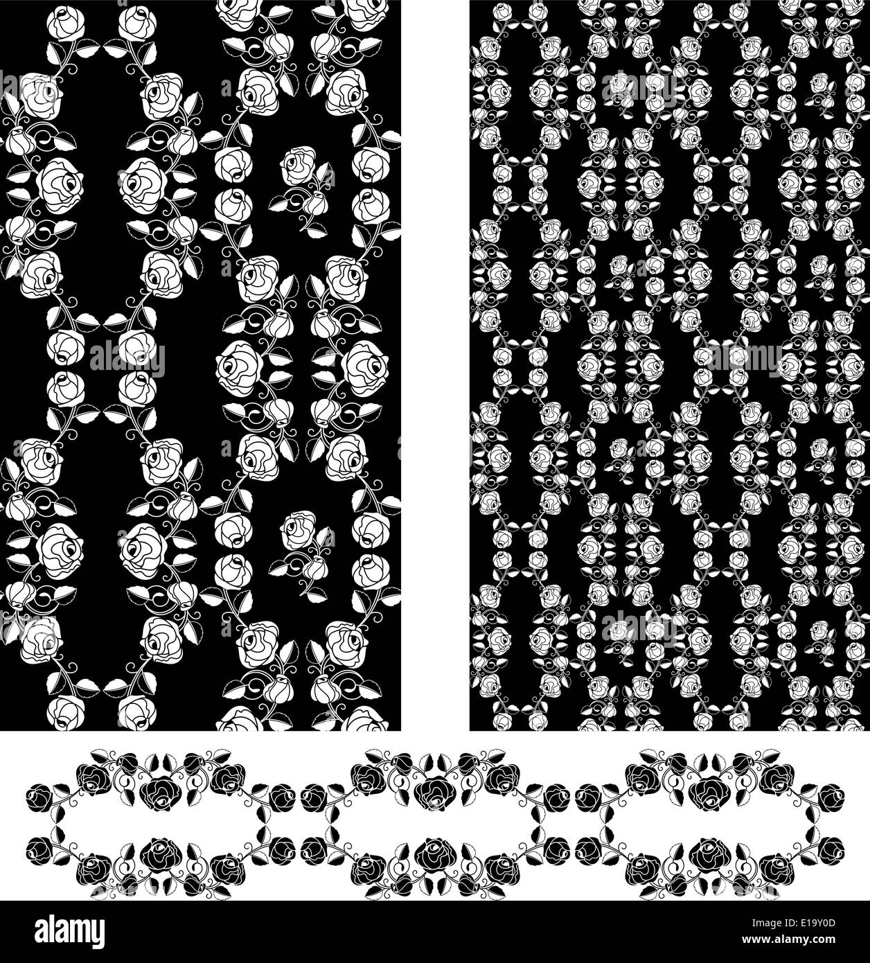 Set of seamless roses, wallpaper, design element Stock Vector Image ...