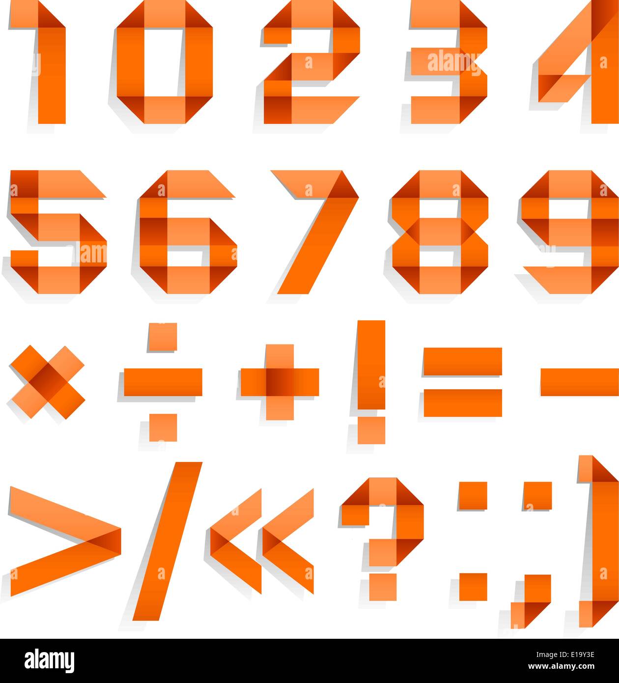 Font folded from colored paper - Arabic numerals, orange Stock Vector ...