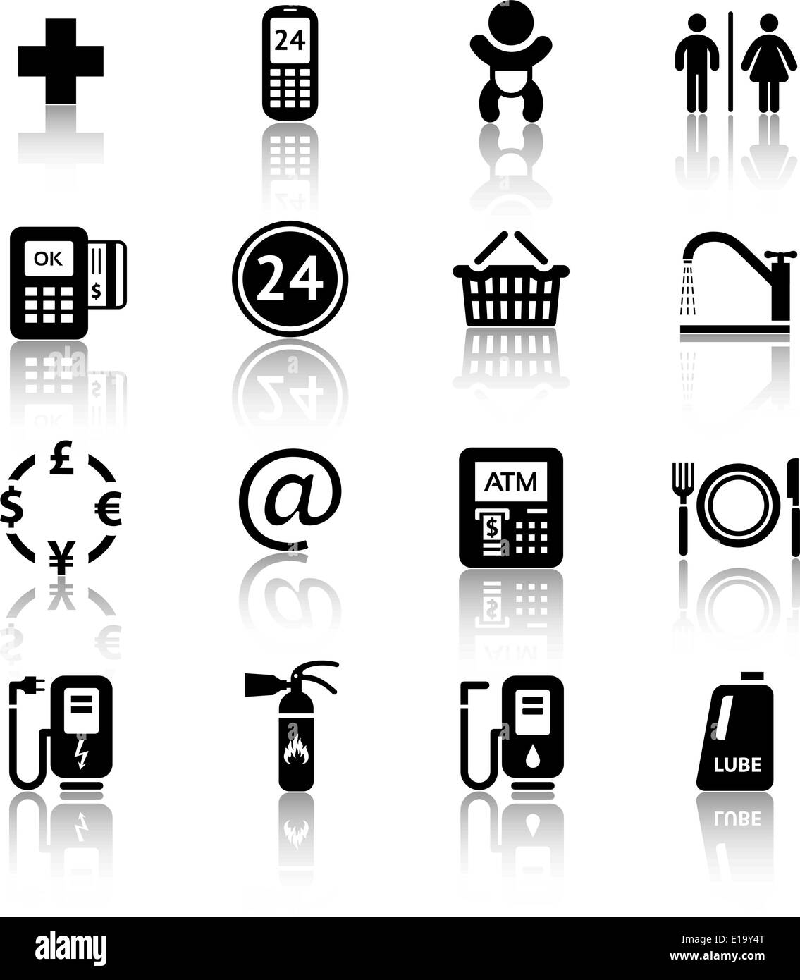 Gas station icons. Symbols Roadside services. Signs set car services ...