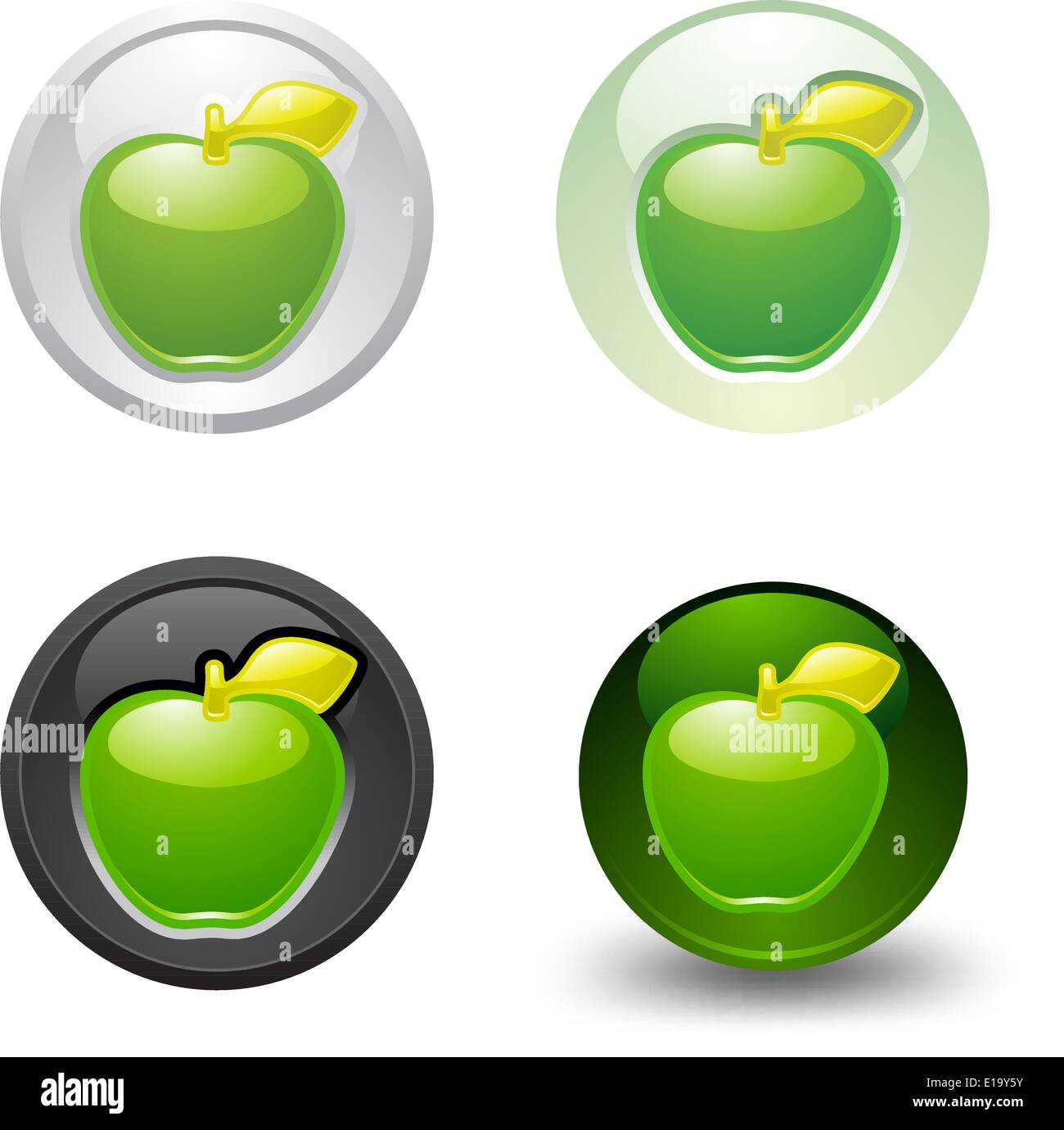 Green Apple button, set, web 2.0 icons, design element Stock Vector ...