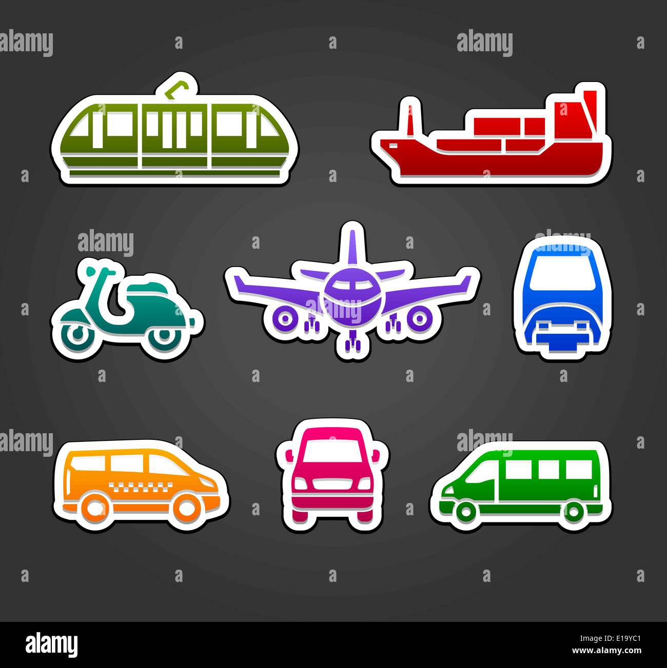 Set of stickers, transport color signs, vector illustration Stock ...