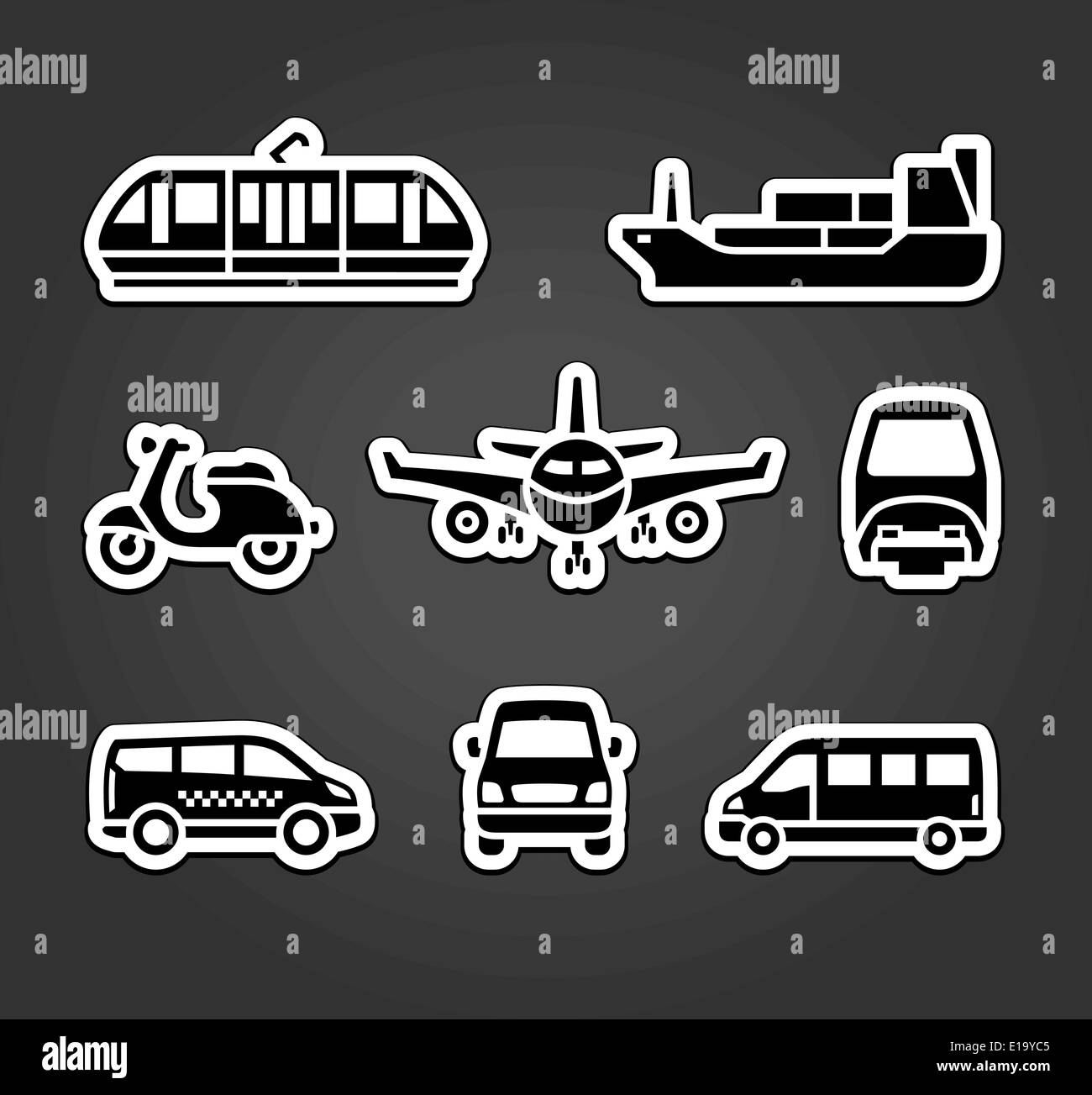 Set of stickers, transport signs, vector illustration Stock Vector ...