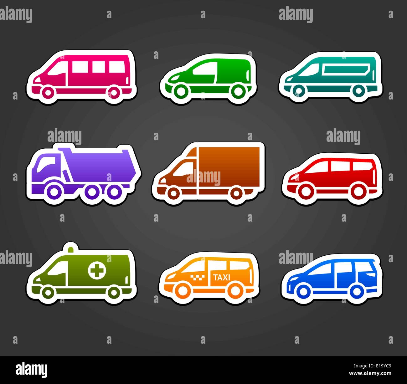 Set of sticky stickers, transport color signs, vector illustration ...