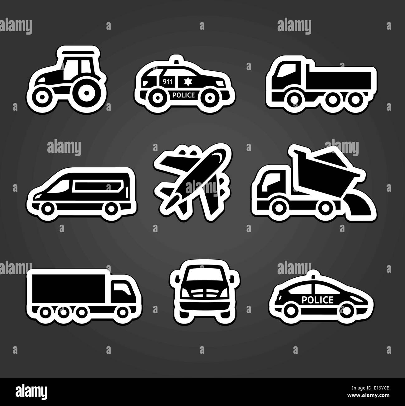 Set of sticky stickers, transport icons, vector illustration Stock ...