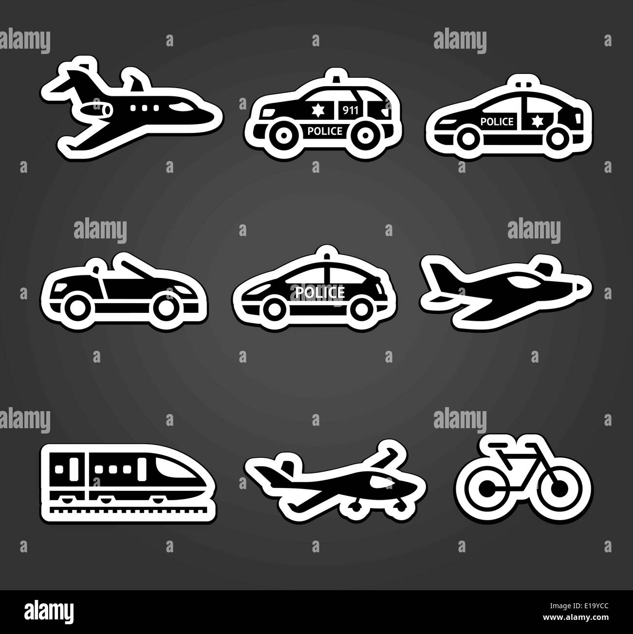 Set of sticky stickers, transport pictograms, vector illustration Stock ...