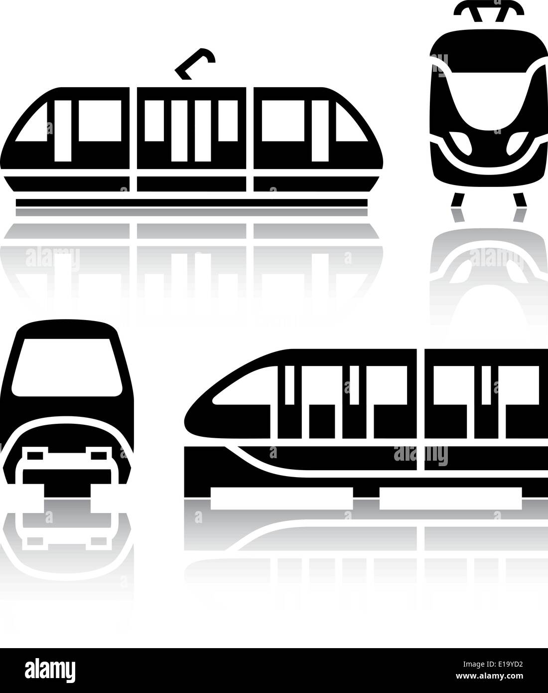 Set of transport icons - Monorail and Tram, vector illustration Stock ...