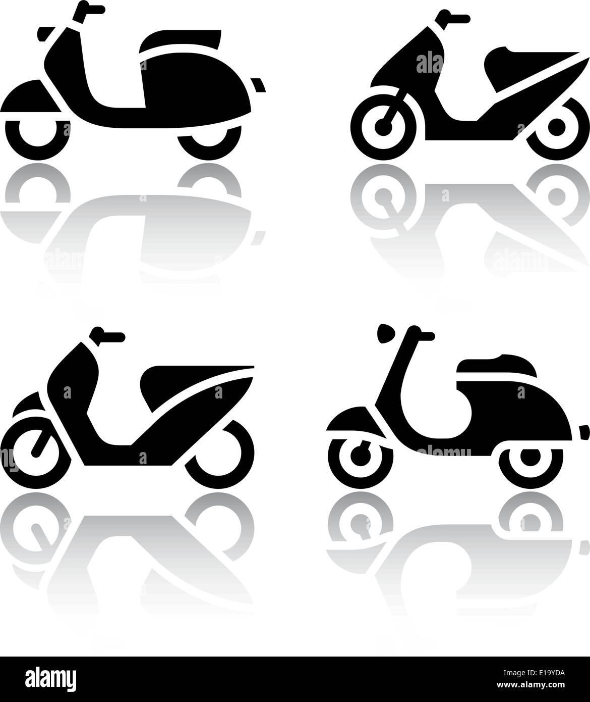 Set of transport icons - scooter and moped, vector illustration Stock ...