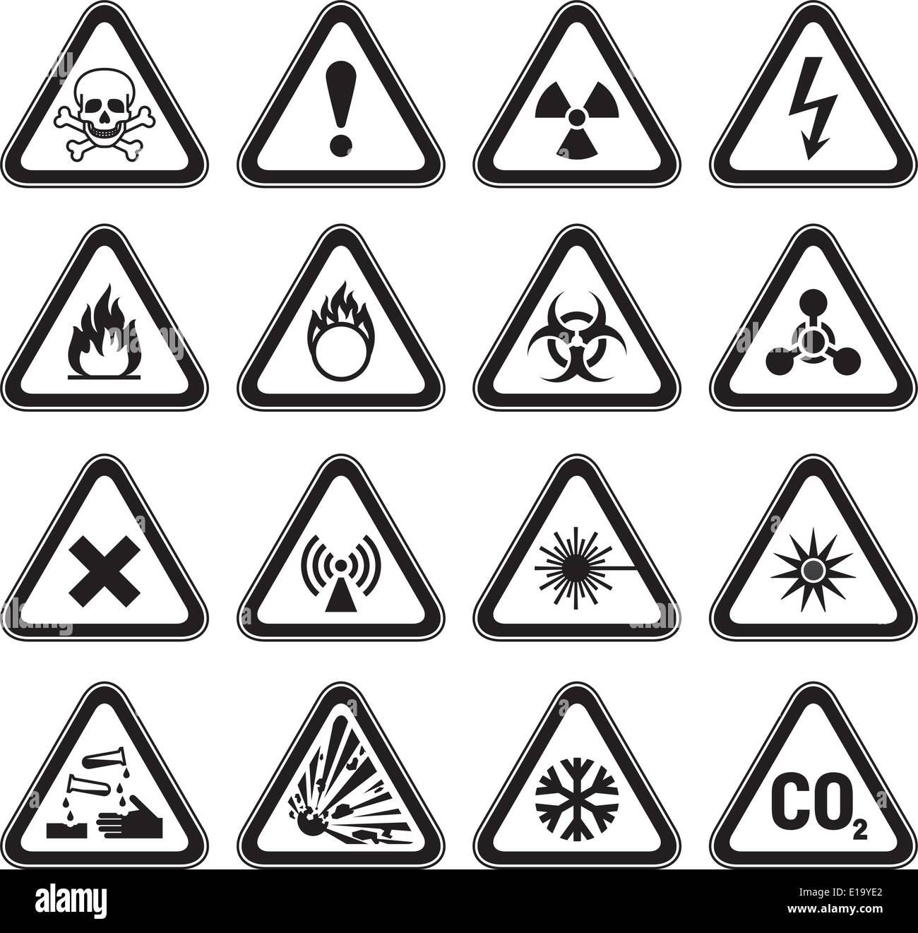 Hazard warning signs set Stock Vector Images - Alamy