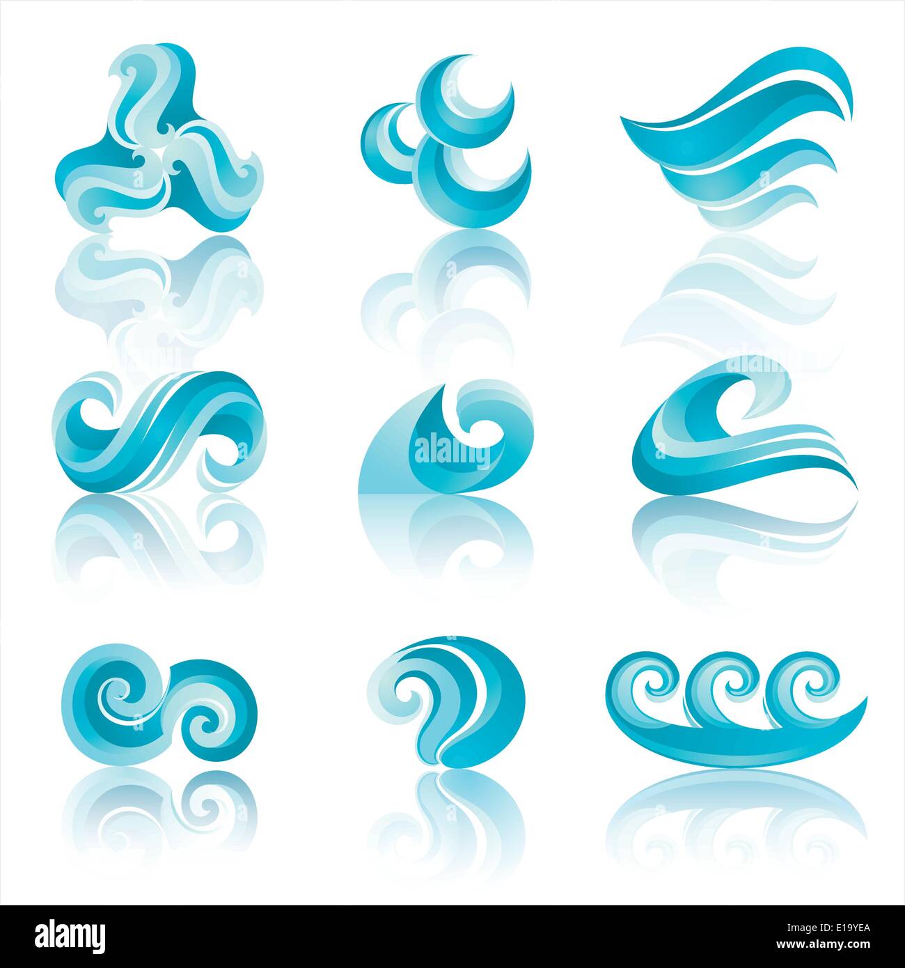 Set of Turquoise Waters Icons with reflection Stock Vector Image & Art ...