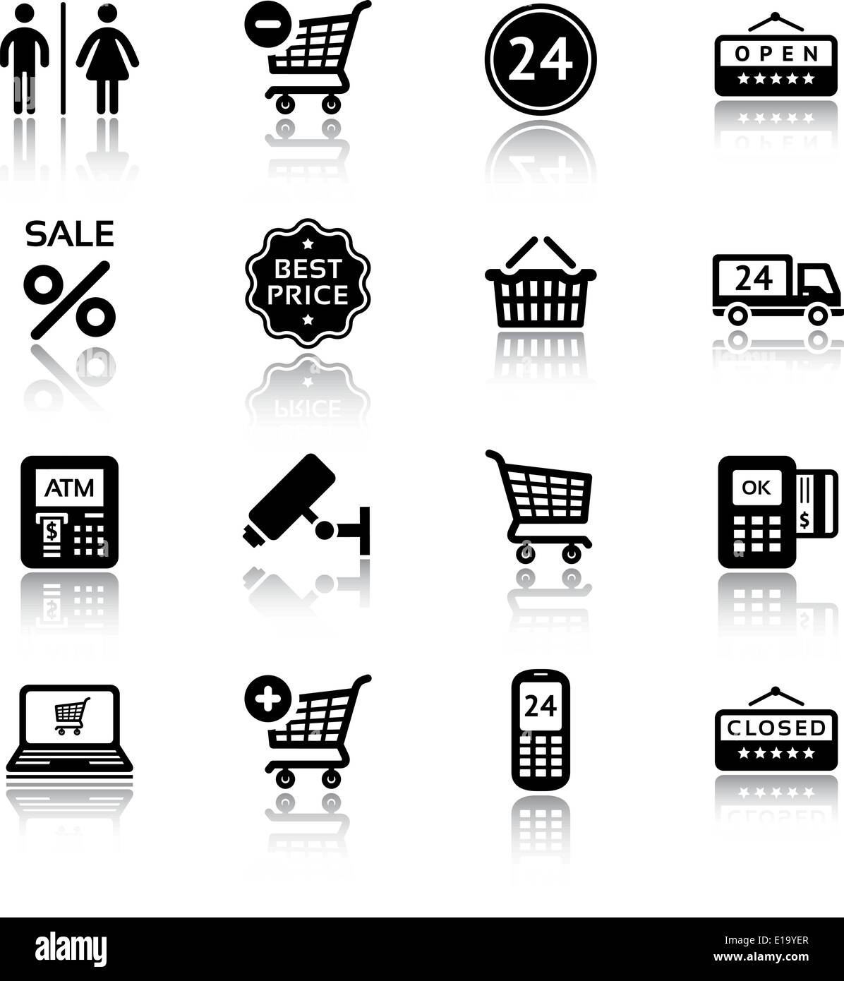 Set pictograms supermarket services, Shopping Icons Stock Vector Image ...