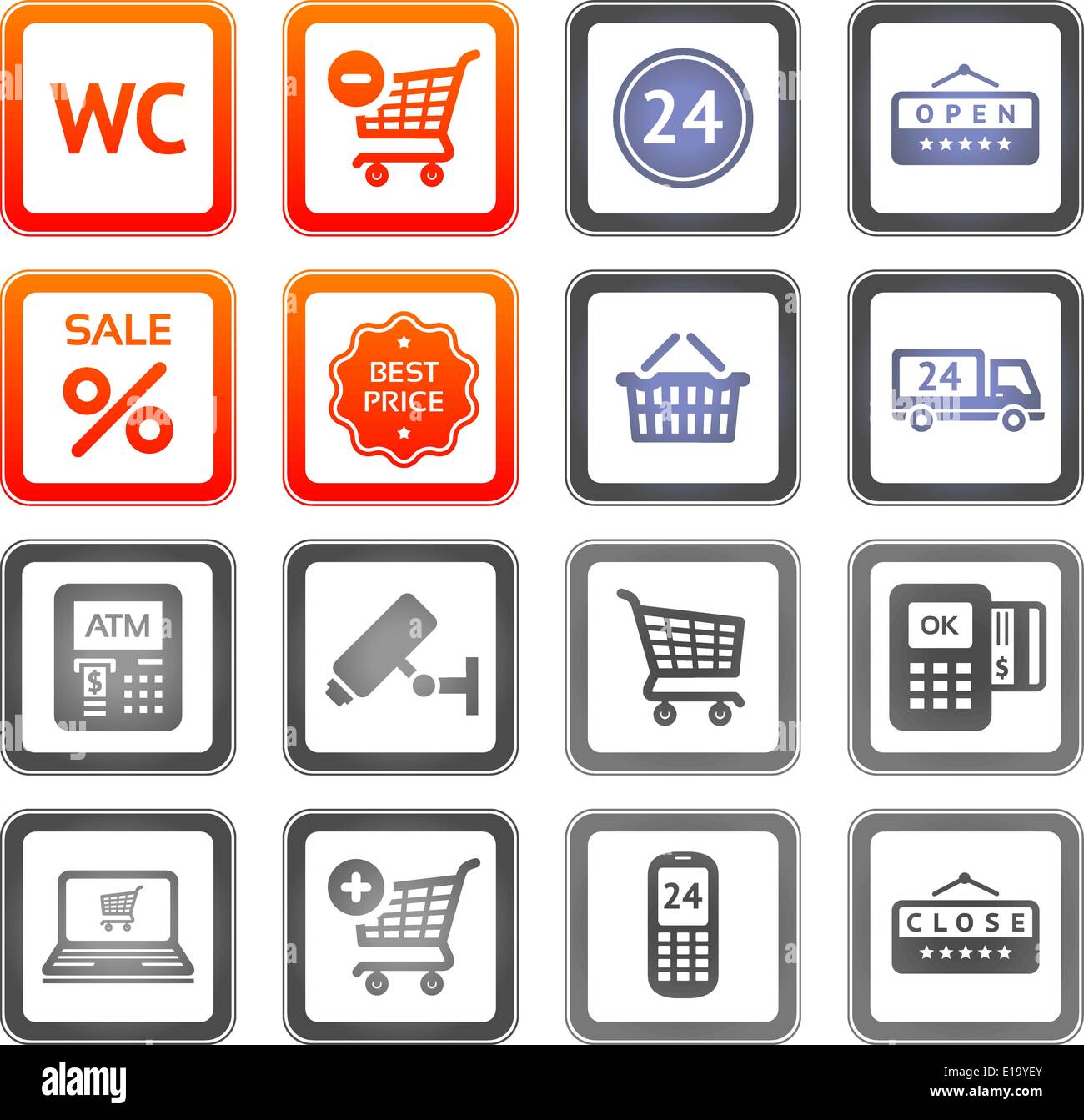 Set pictograms supermarket services, Shopping symbols Stock Vector ...