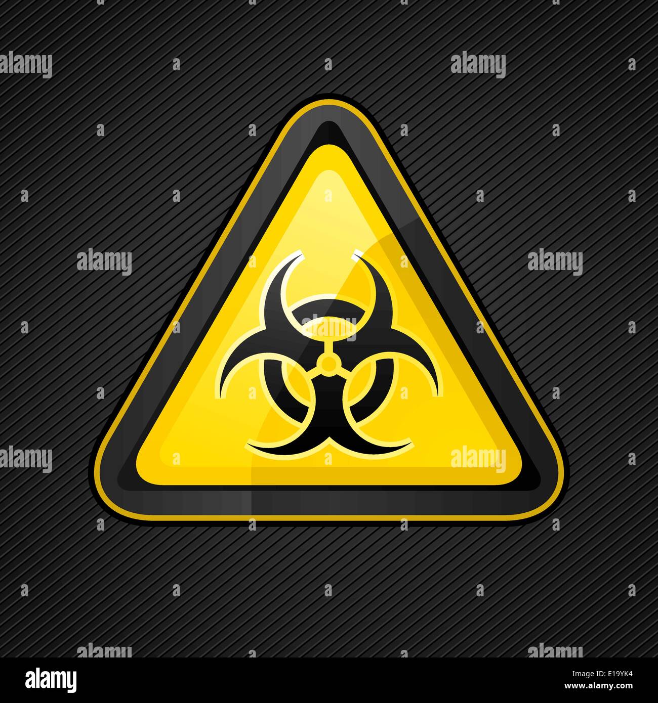 Hazard warning triangle biohazard sign on a corduroy surface Stock ...
