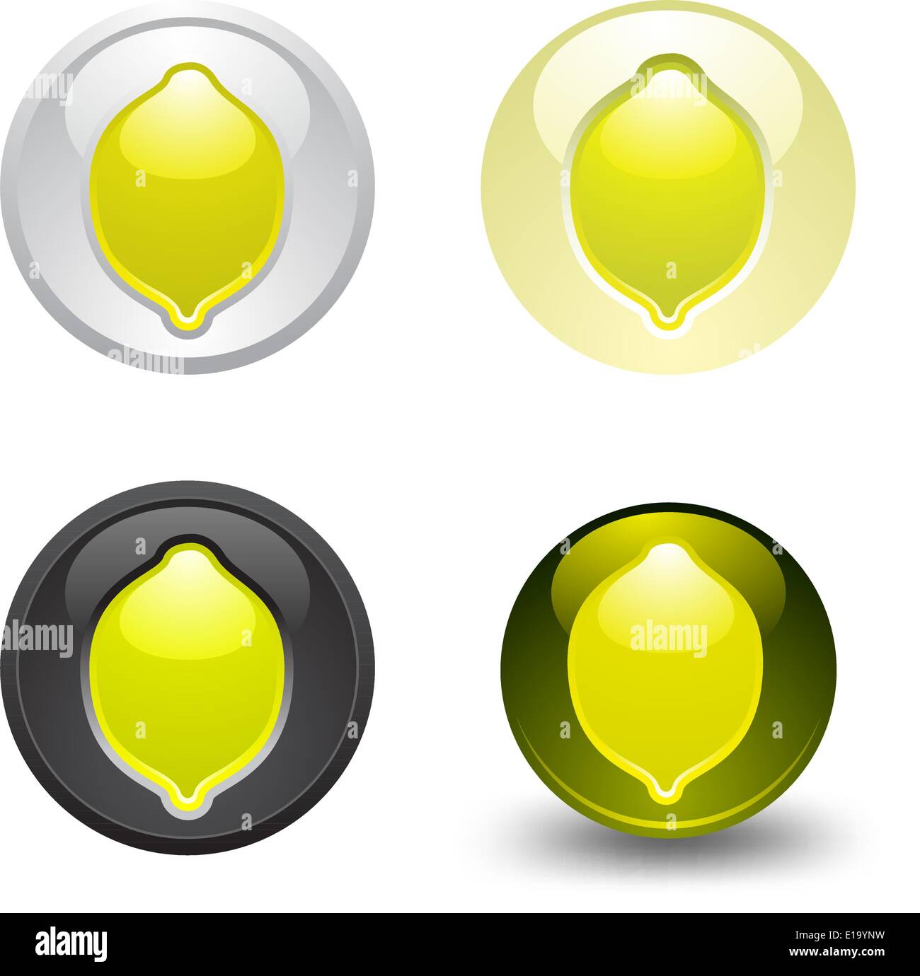 Lemon button, set, web 2.0 icons, design element Stock Vector Image ...