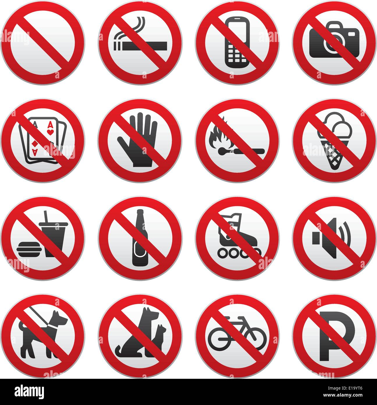 Simple Prohibited Signs Set on white background Stock Vector Image ...