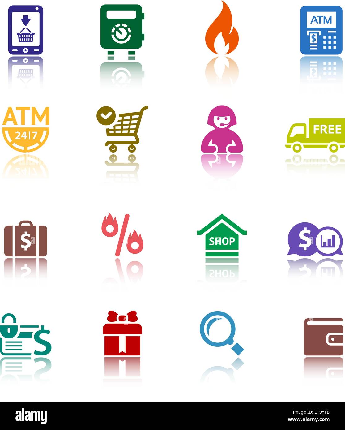 Set shopping colour icons, vector illustration Stock Vector Image & Art ...