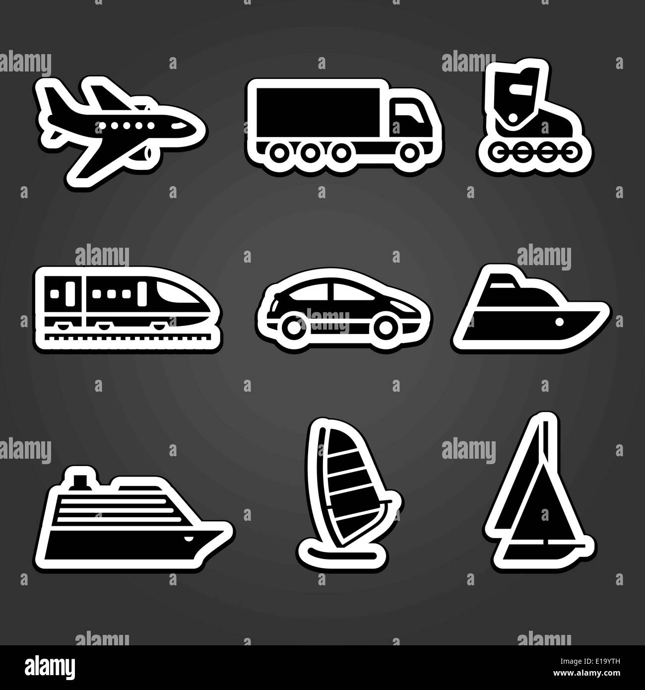 Set simple stickers transport icons Stock Vector Image & Art - Alamy