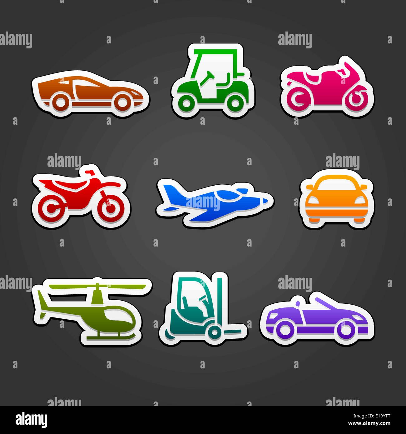 Set stickers transport color icons, design element Stock Vector Image ...