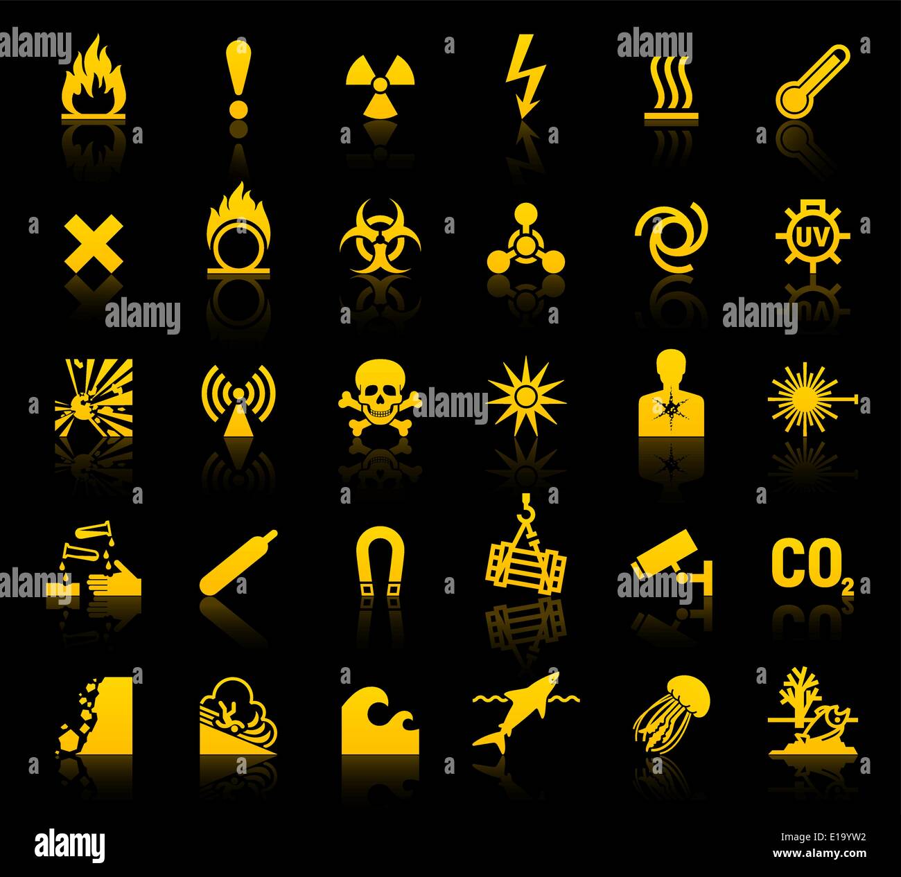Set symbols danger icons Stock Vector Image & Art - Alamy