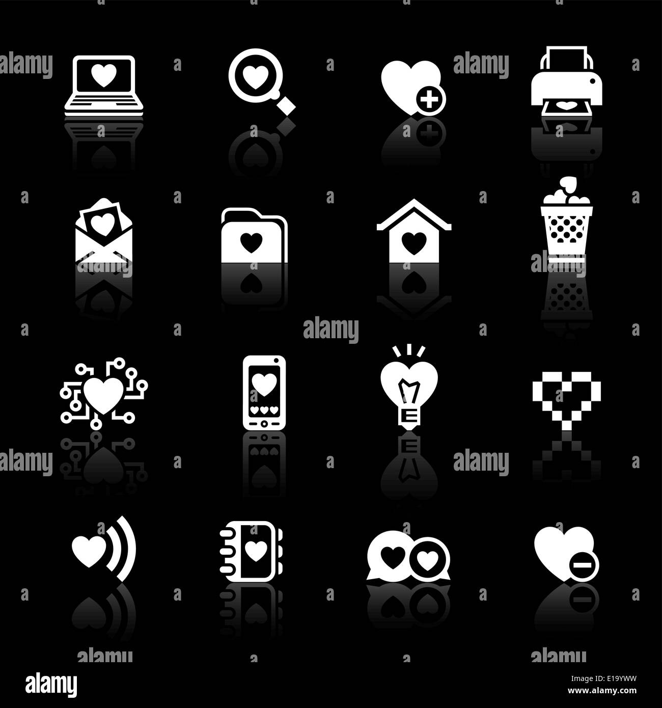Heart icons love symbols Black and White Stock Photos & Images - Alamy
