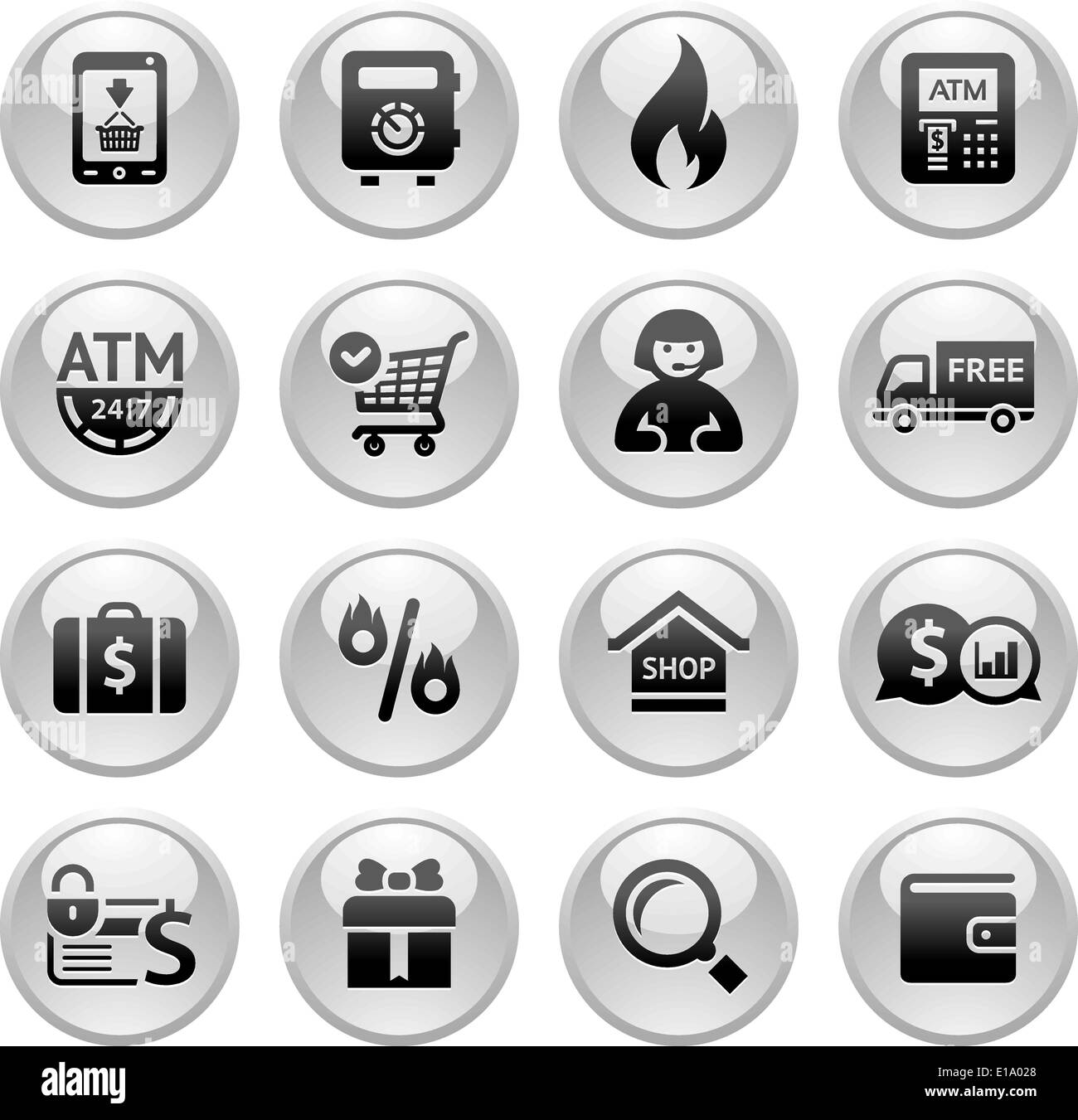 Shopping Icons, Gray buttons new, vector illustration Stock Vector ...