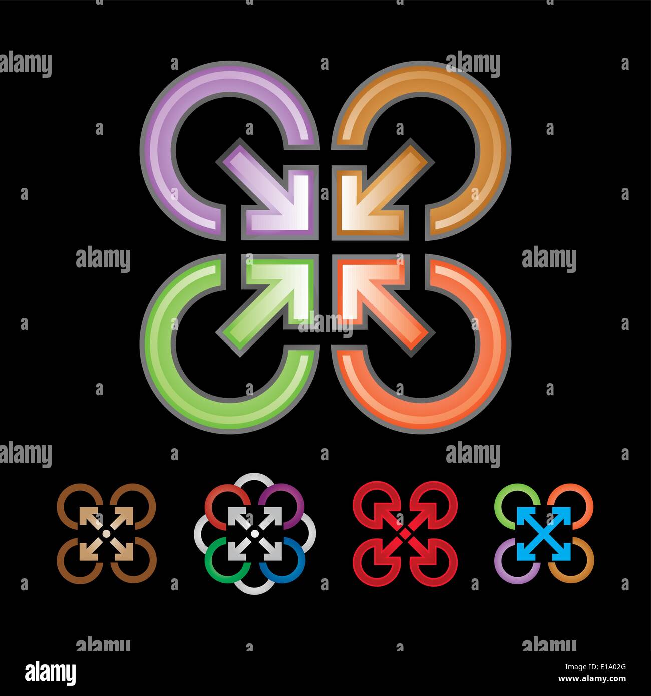 Sign arrows Center on a black background, vector Stock Vector Image ...