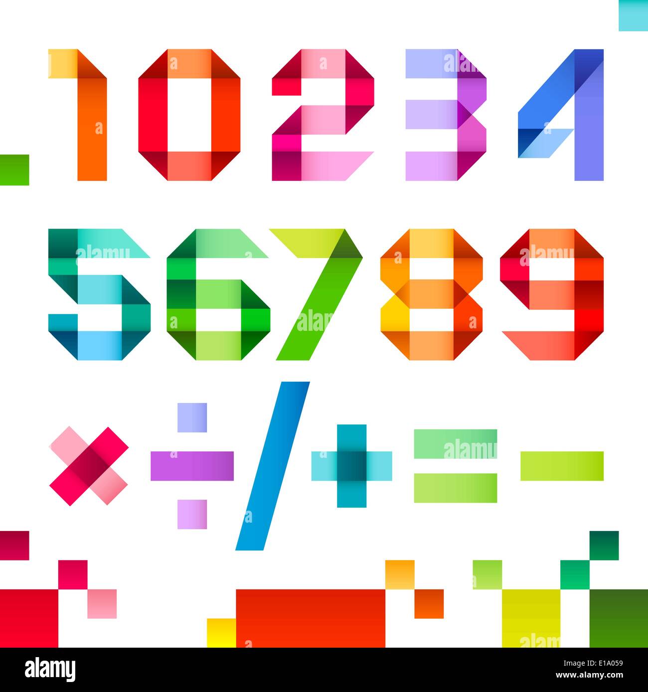 Spectral numbers folded of paper ribbon colour - Arabic numerals ...