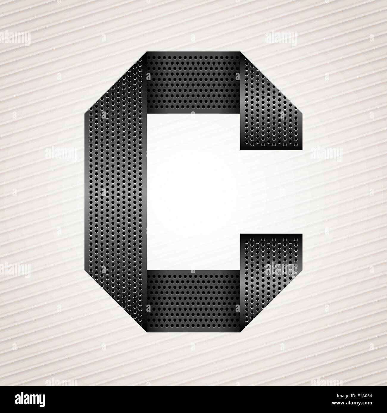 Font from folded metallic ribbon - Latin letter C. Vector 10eps Stock ...