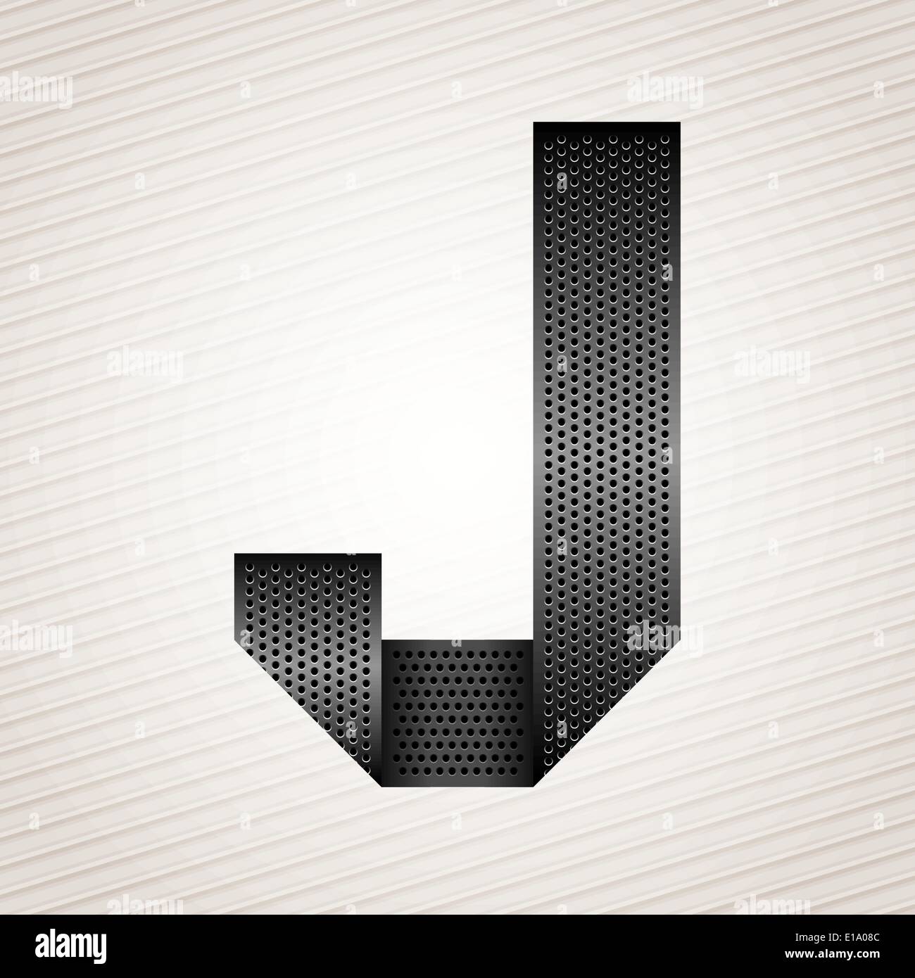 Font from folded metallic ribbon - Latin letter J. Vector 10eps Stock ...