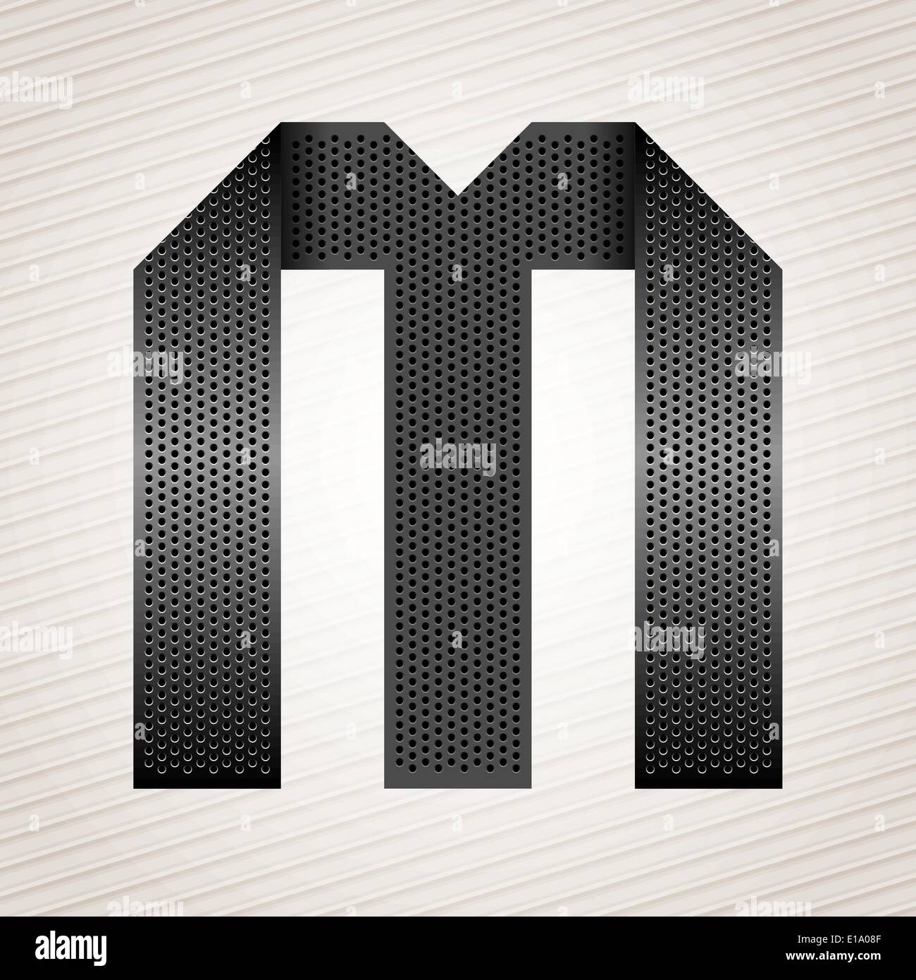Font from folded metallic ribbon - Latin letter M. Vector 10eps Stock ...